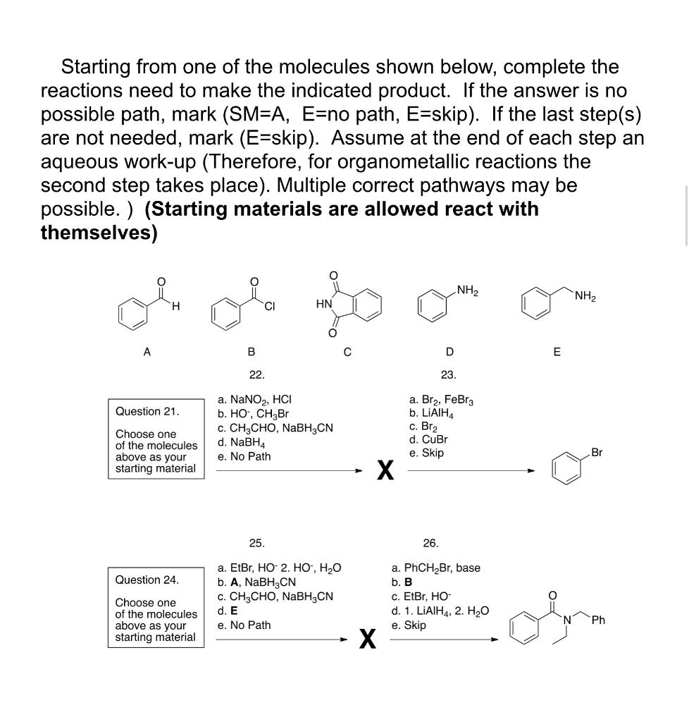 Starting from one of the molecules shown below, | Chegg.com