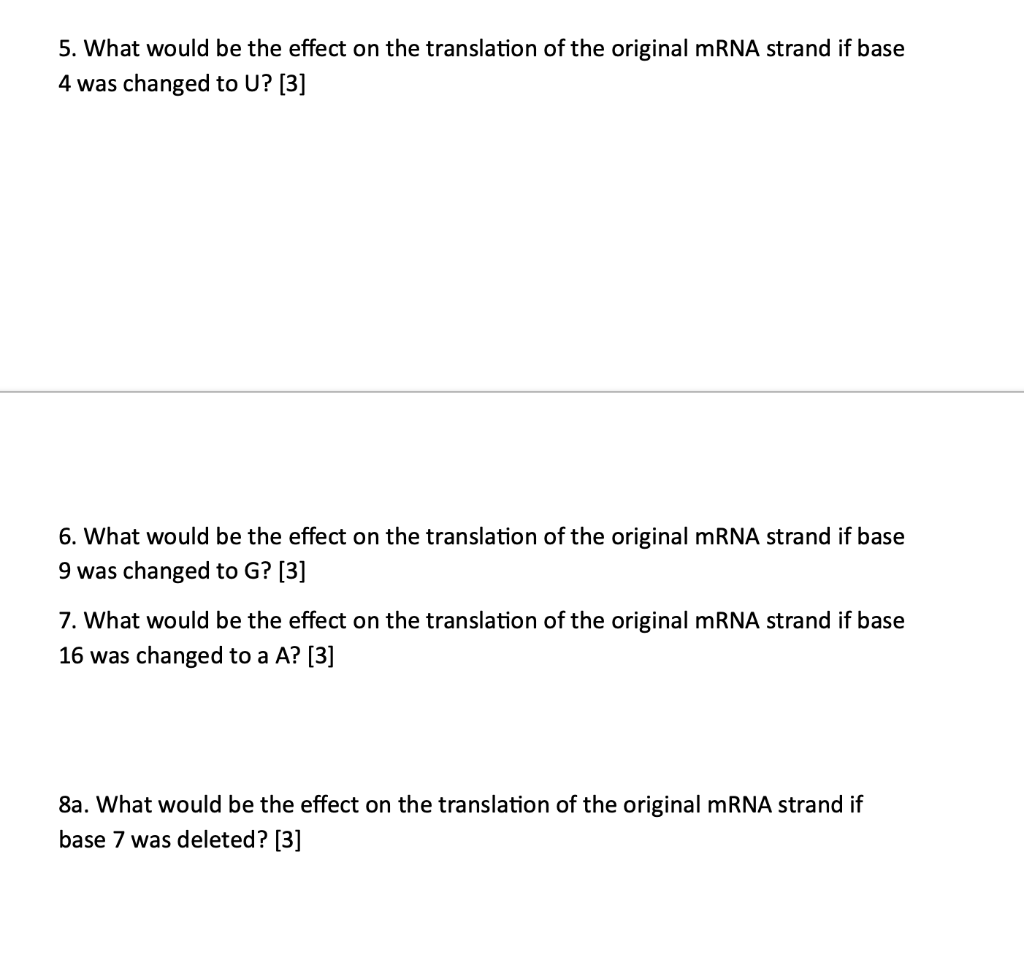 Solved PROTEIN SYNTHESIS PROBLEM SHEET Using the codon wheel | Chegg.com
