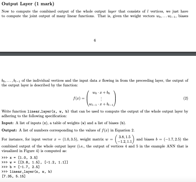 Solved Output Layer (1 mark) Now to compute the combined | Chegg.com