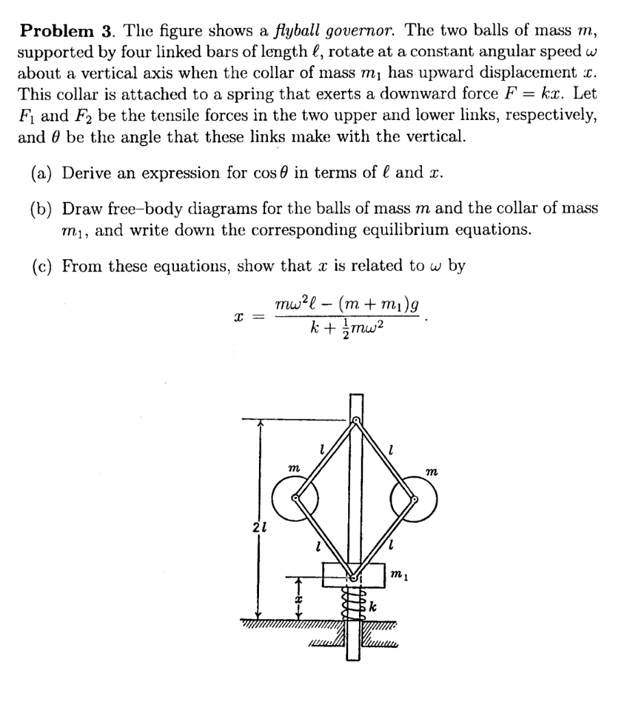 Problem 3. The figure shows a flyball governor. The | Chegg.com