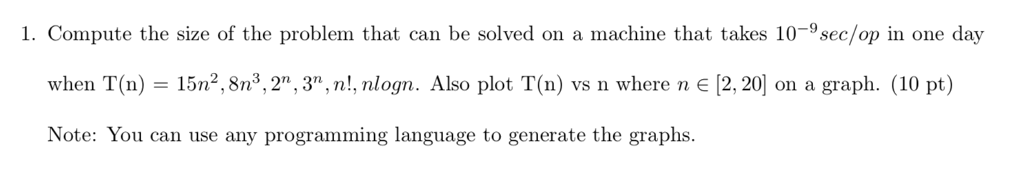 Solved 1. Compute the size of the problem that can be solved | Chegg.com
