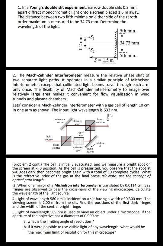 Solved 1. In a Young's double slit experiment, narrow double | Chegg.com