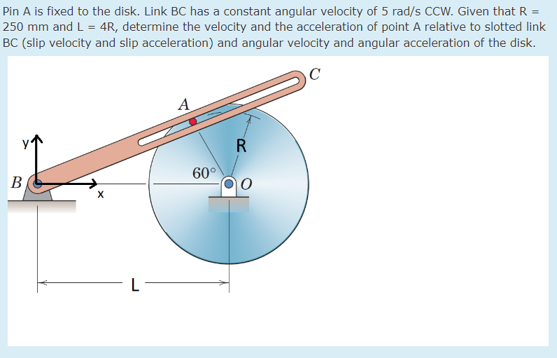 Solved Pin A is fixed to the disk. Link BC ﻿has a constant | Chegg.com