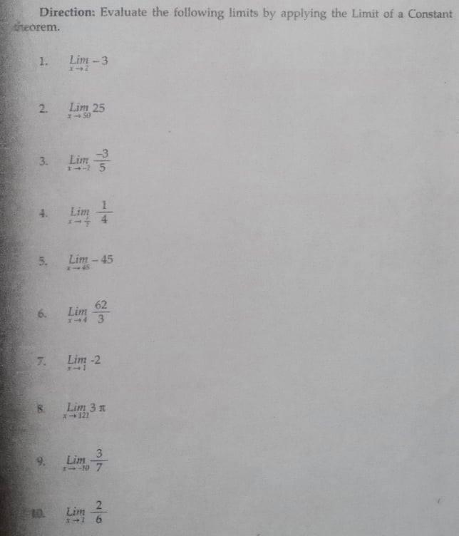 Solved Evaluate the following limits by applying the Limit | Chegg.com