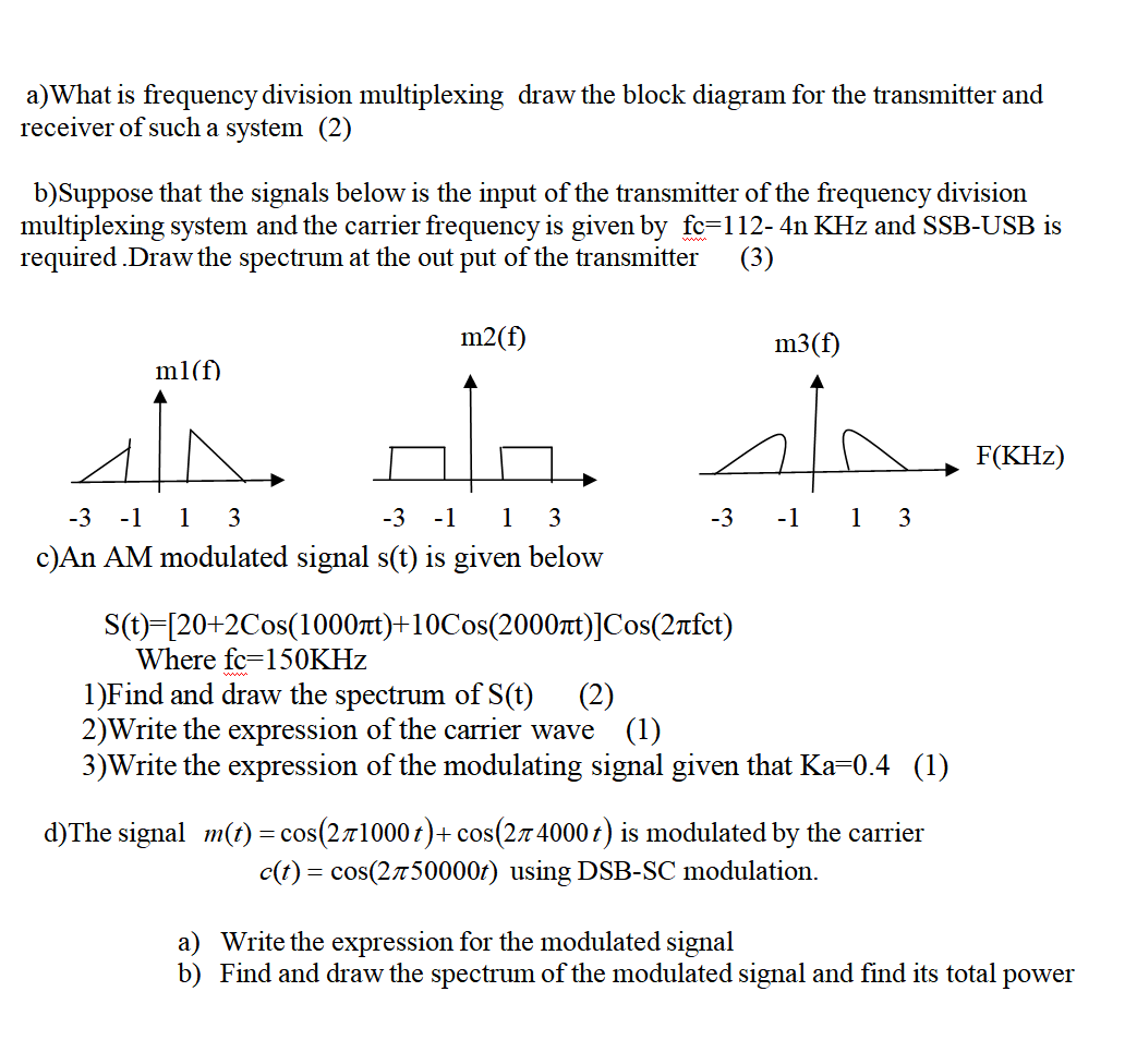 Solved a)What is frequency division multiplexing draw the | Chegg.com