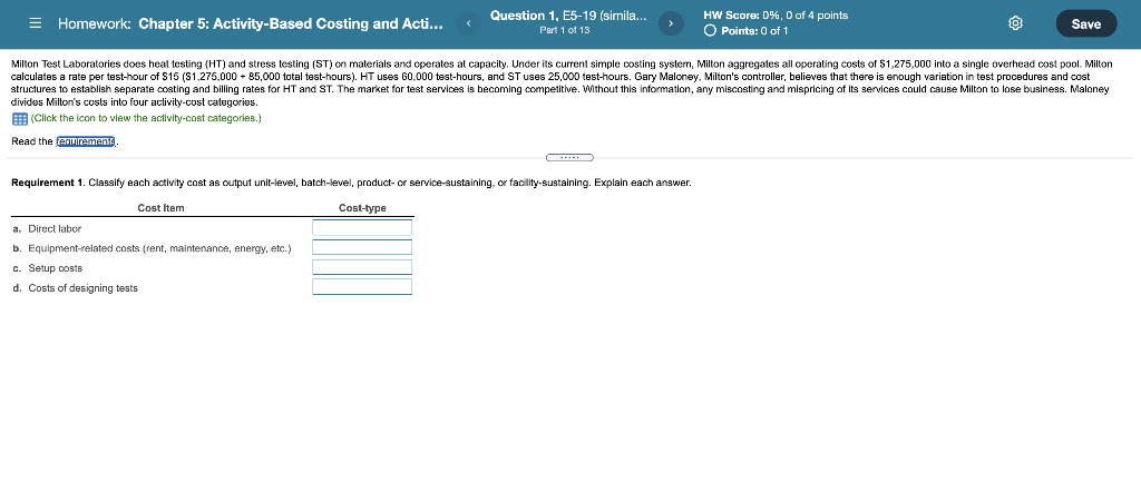 Solved Requirements 1. 2. Classify each activity cost as | Chegg.com