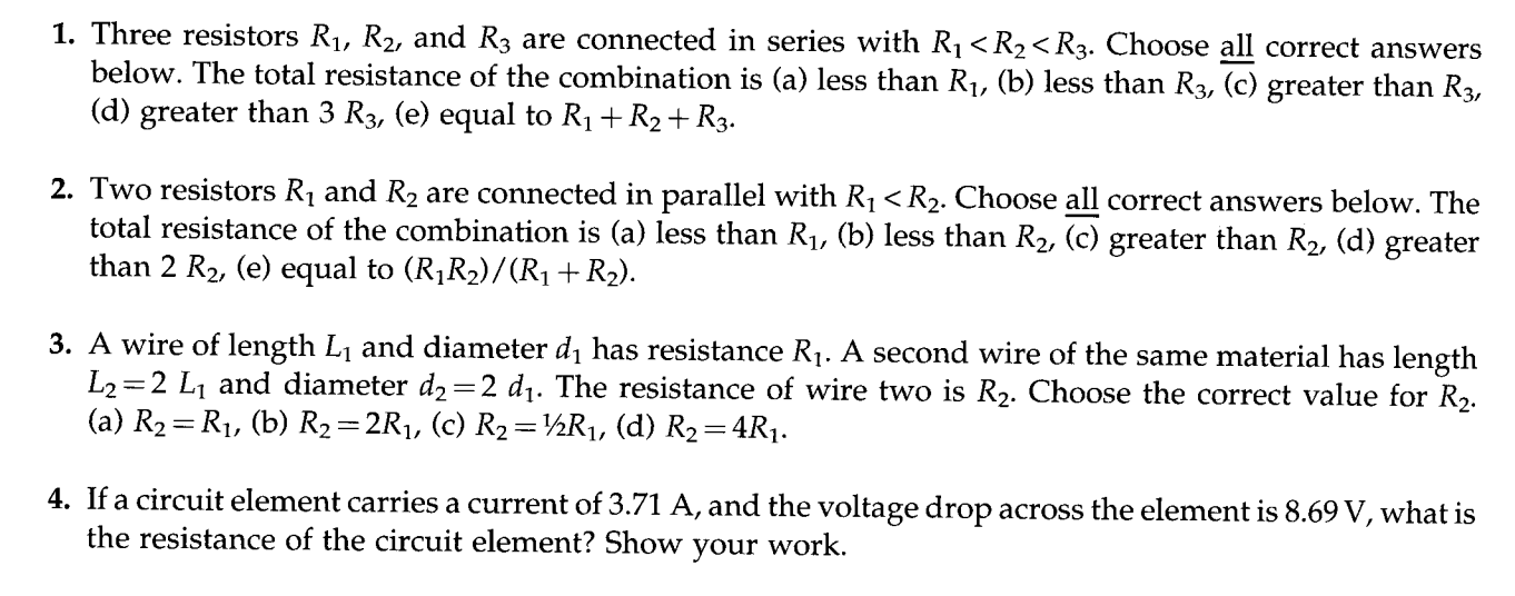Solved 1. Three resistors R1, R2, and R3 are connected in | Chegg.com