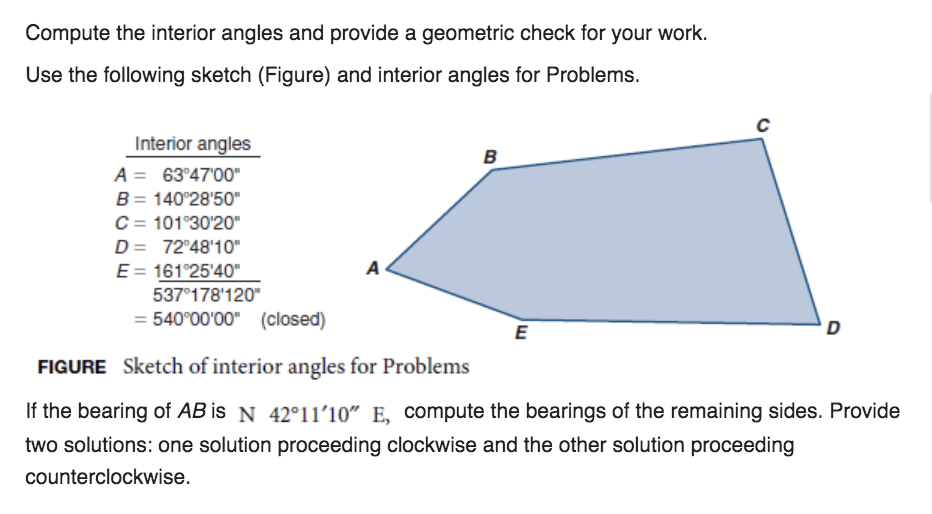 Solved Compute the interior angles and provide a geometric | Chegg.com