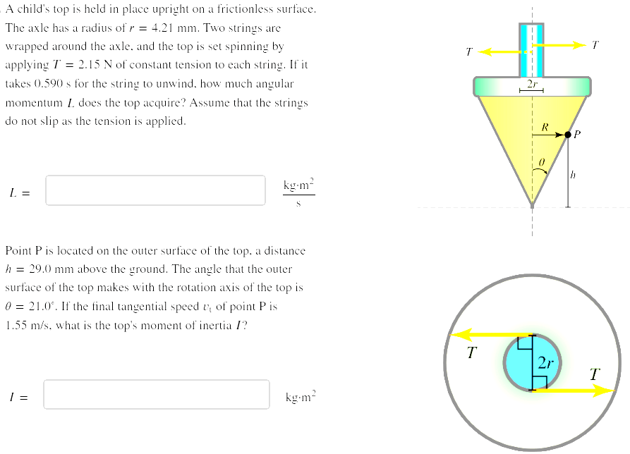 Solved A child's top is held in place upright on a | Chegg.com