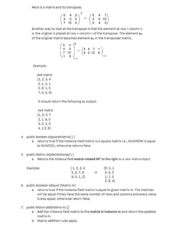 Solved 4: Matrix Library We will be building an API to | Chegg.com