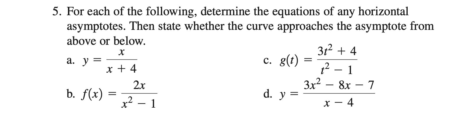 Solved 5. For each of the following, determine the equations | Chegg.com