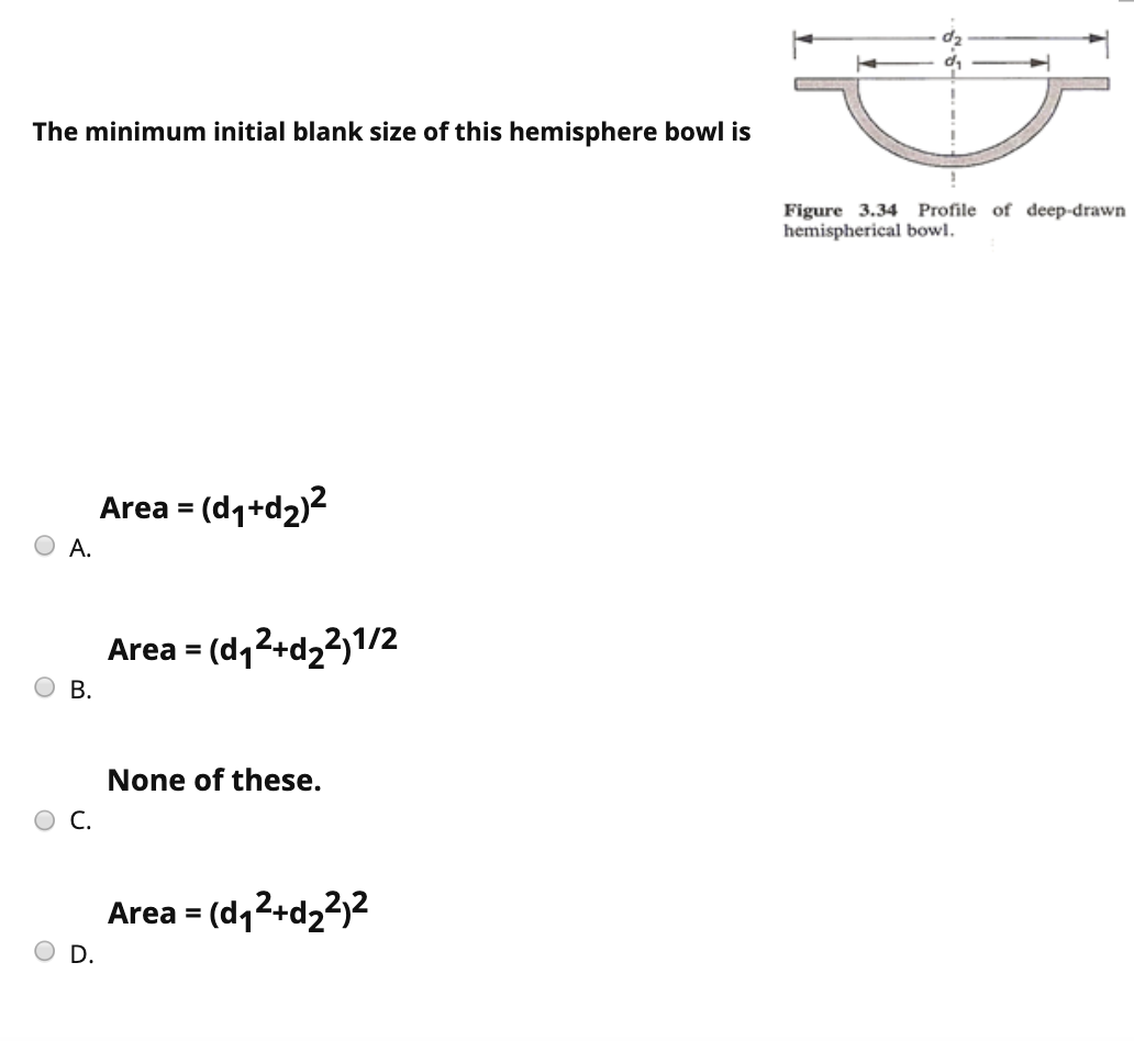 Solved The minimum initial blank size of this hemisphere | Chegg.com