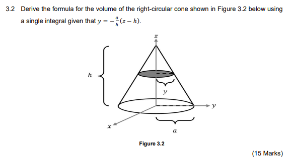 Solved 3.2 Derive the formula for the volume of the | Chegg.com