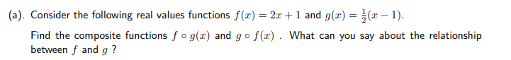Solved (a). ﻿Consider the following real values functions | Chegg.com