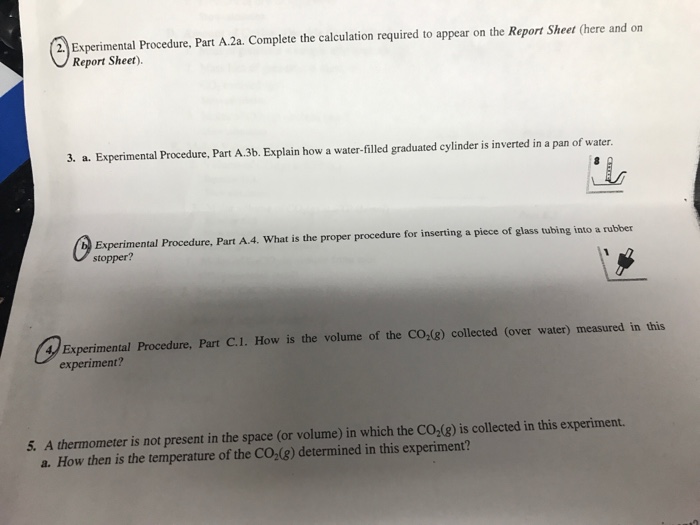 Experimental Procedure. Part A.2a. Complete the | Chegg.com
