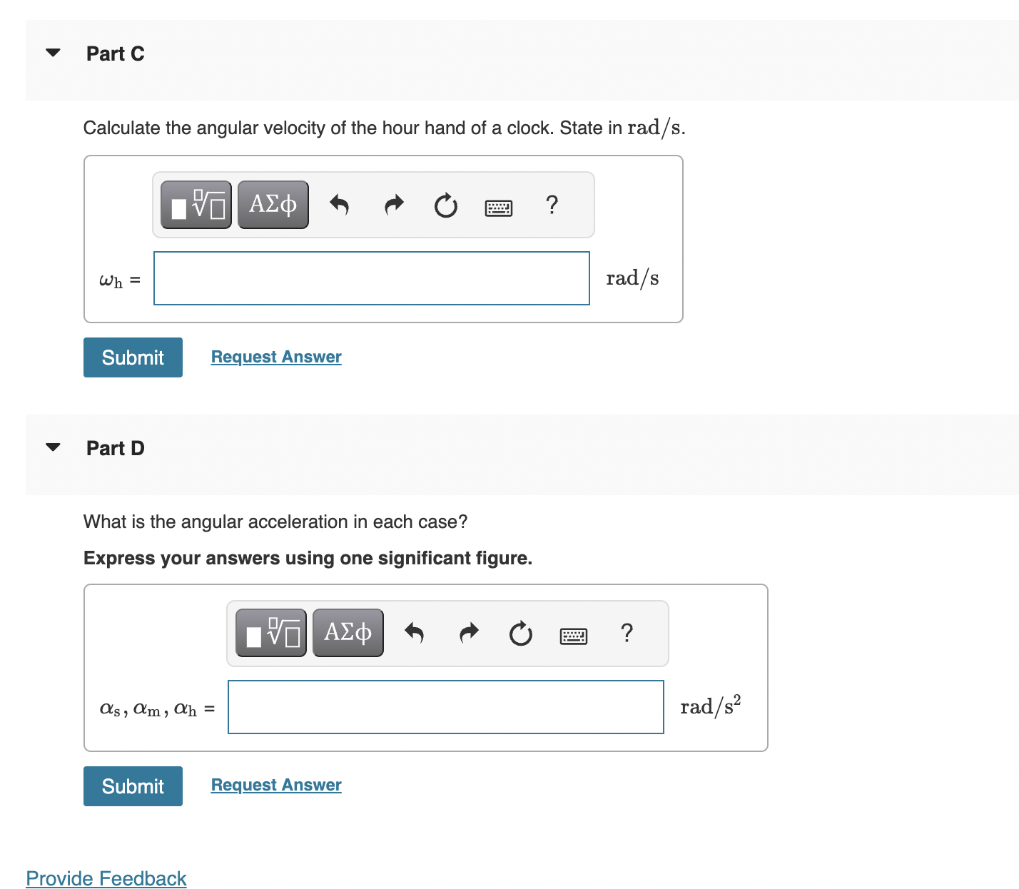 Solved Part CCalculate the angular velocity of the hour hand | Chegg.com