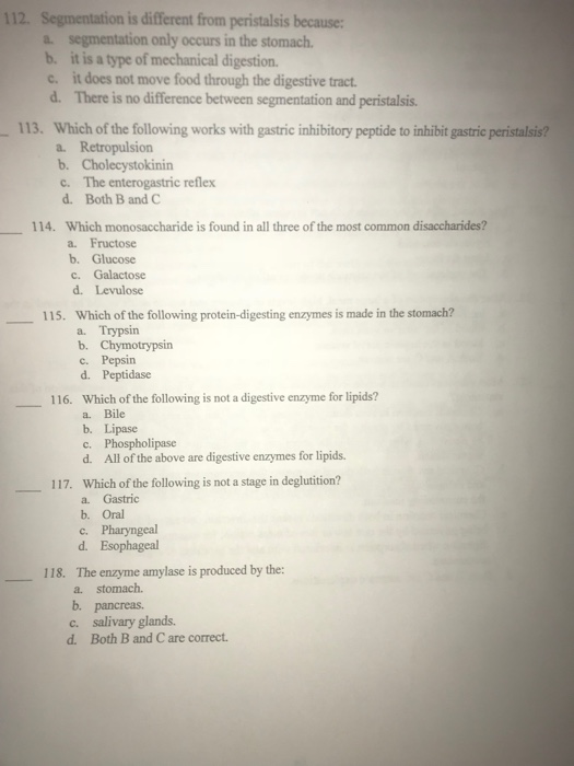 Solved Segmentation is different from peristalsis because a. | Chegg.com