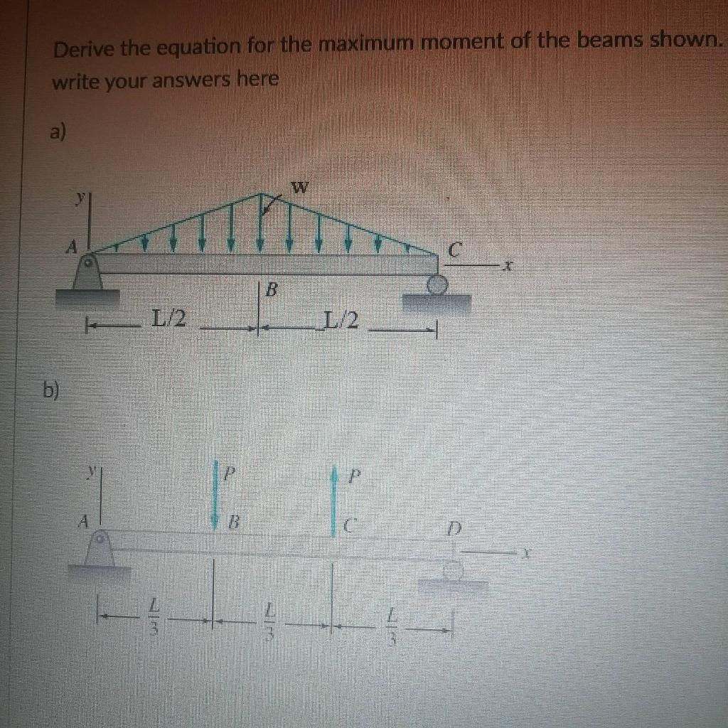 Solved Derive the equation for the maximum moment of the | Chegg.com