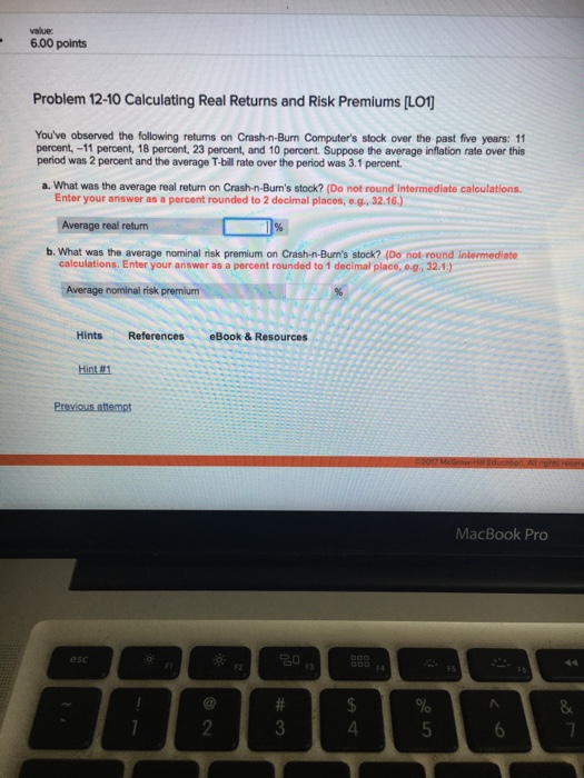 Solved Calculating Real Returns and Risk Premiums [LO1] | Chegg.com
