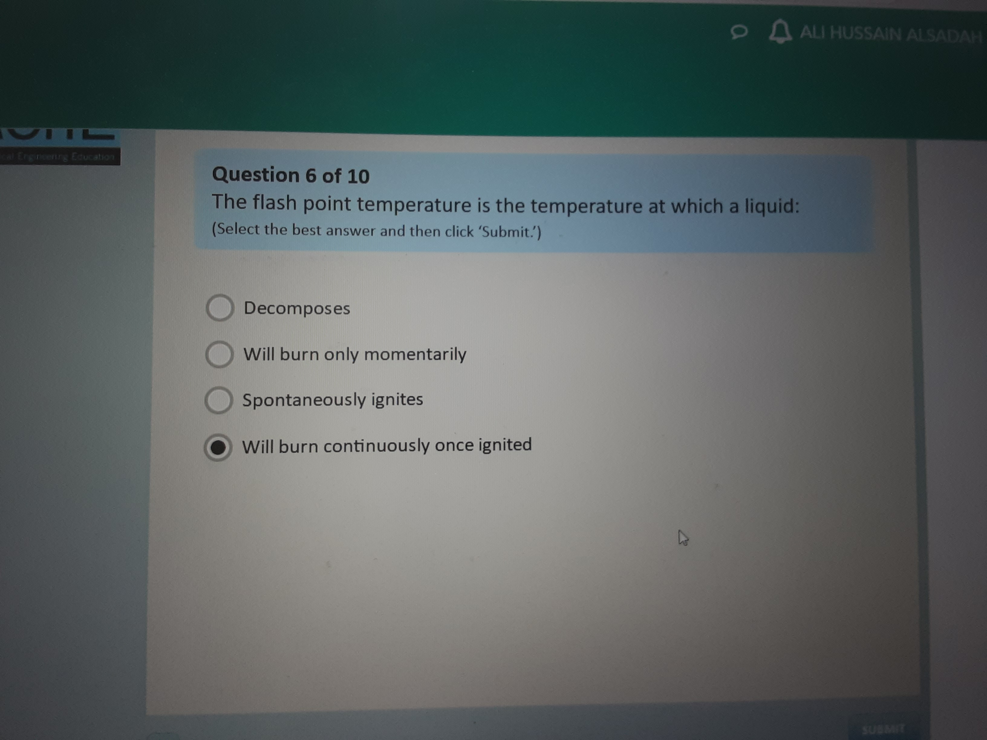 Solved The flash point temperature is the temperature at | Chegg.com