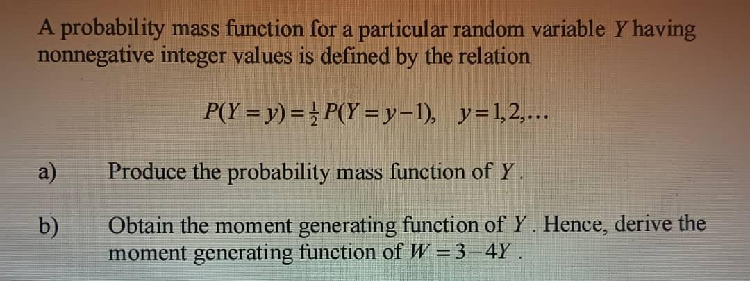 Solved A probability mass function for a particular random | Chegg.com