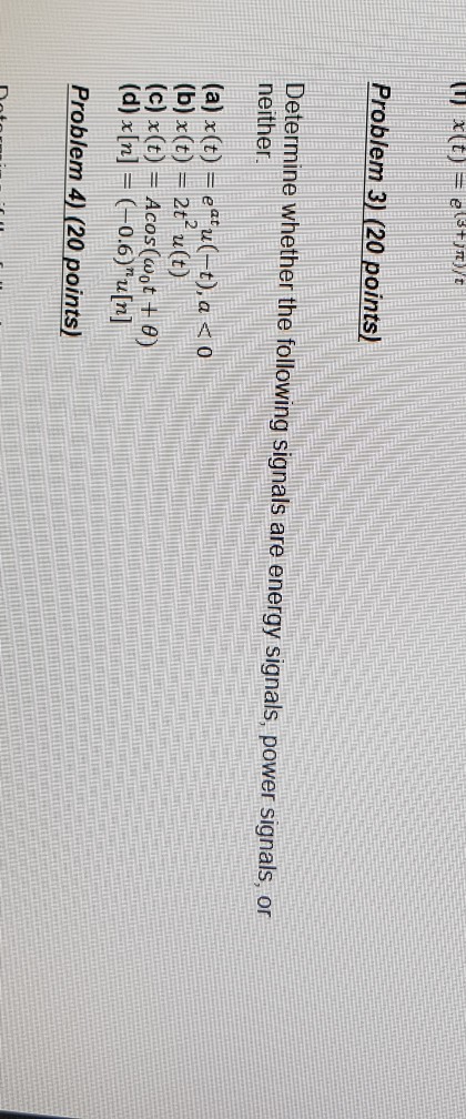 Solved Problem 3) (20 points) Determine whether the | Chegg.com