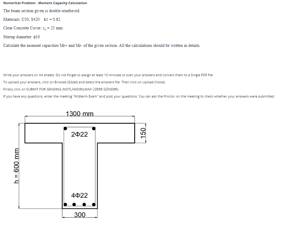 Materials: C30, S420k1=0.82 Clear Concrete Cover: | Chegg.com