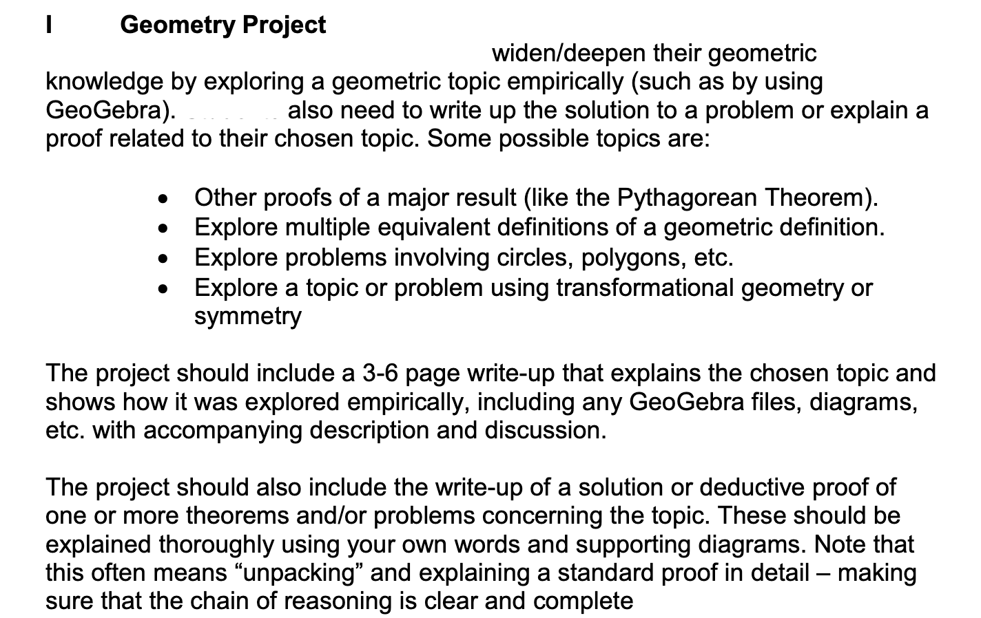 Solved Geometry Project widen/deepen their geometric | Chegg.com