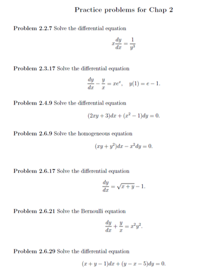 Solved Practice problems for Chap 2 Problem 2.2.7 Solve the | Chegg.com