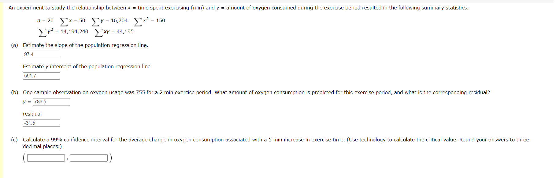 Solved n=20∑x=50∑y=16,704∑x2=150∑y2=14,194,240∑xy=44,195 (a) | Chegg.com