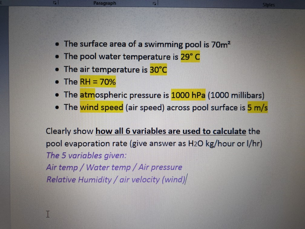 Solved Paragraph tyle e The surface area of a swimming pool | Chegg.com