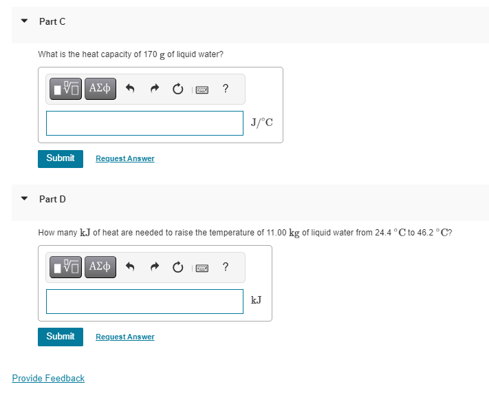 Solved Part CWhat is the heat capacity of 170g ﻿of liquid | Chegg.com