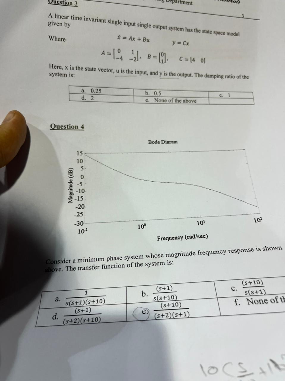 Solved Question 3 epartment A linear time invariant single | Chegg.com