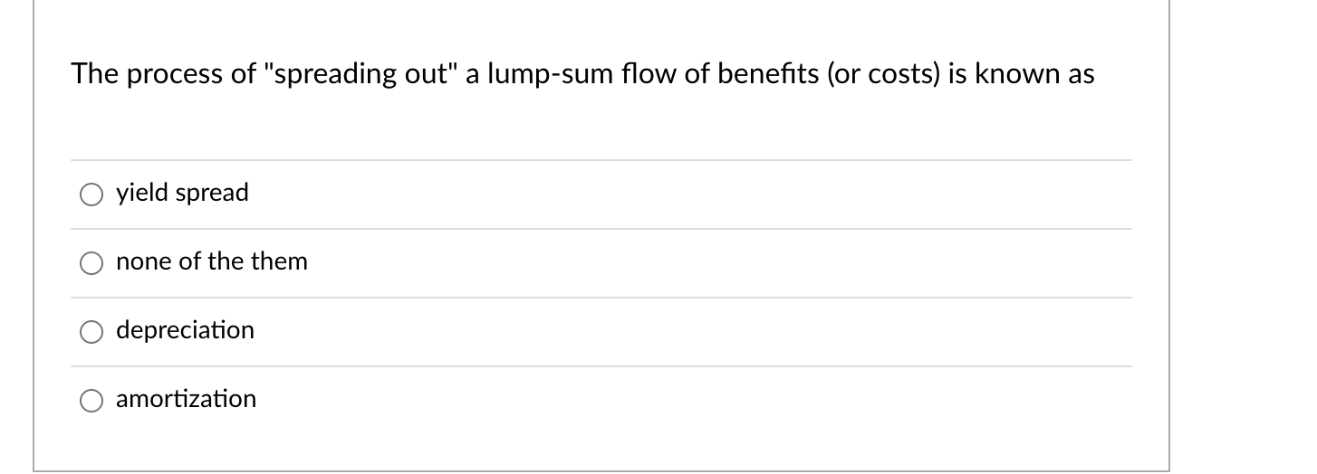Solved The process of "spreading out" a lump-sum flow of | Chegg.com