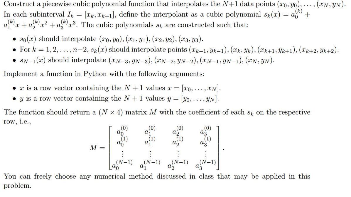 Solved 2 x + a2 Construct a piecewise cubic polynomial | Chegg.com