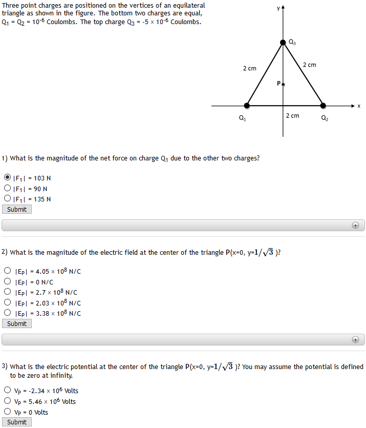 Solved Three point charges are positioned on the vertices of | Chegg.com