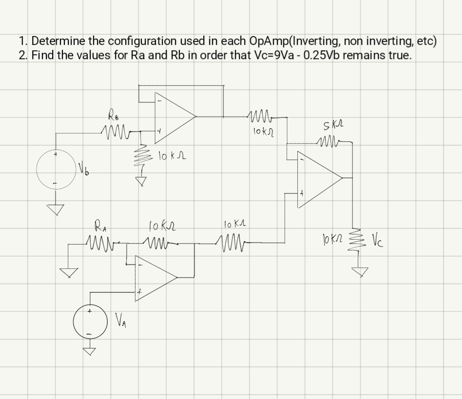 Solved 1. Determine the configuration used in each OpAmp | Chegg.com