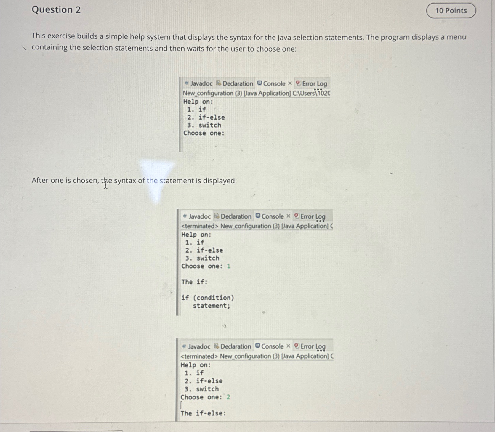 Solved Question 2This exercise builds a simple help system | Chegg.com