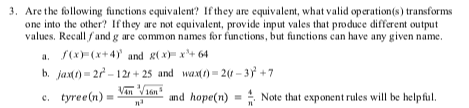 Solved 3. Are the following functions equivalent? If they | Chegg.com
