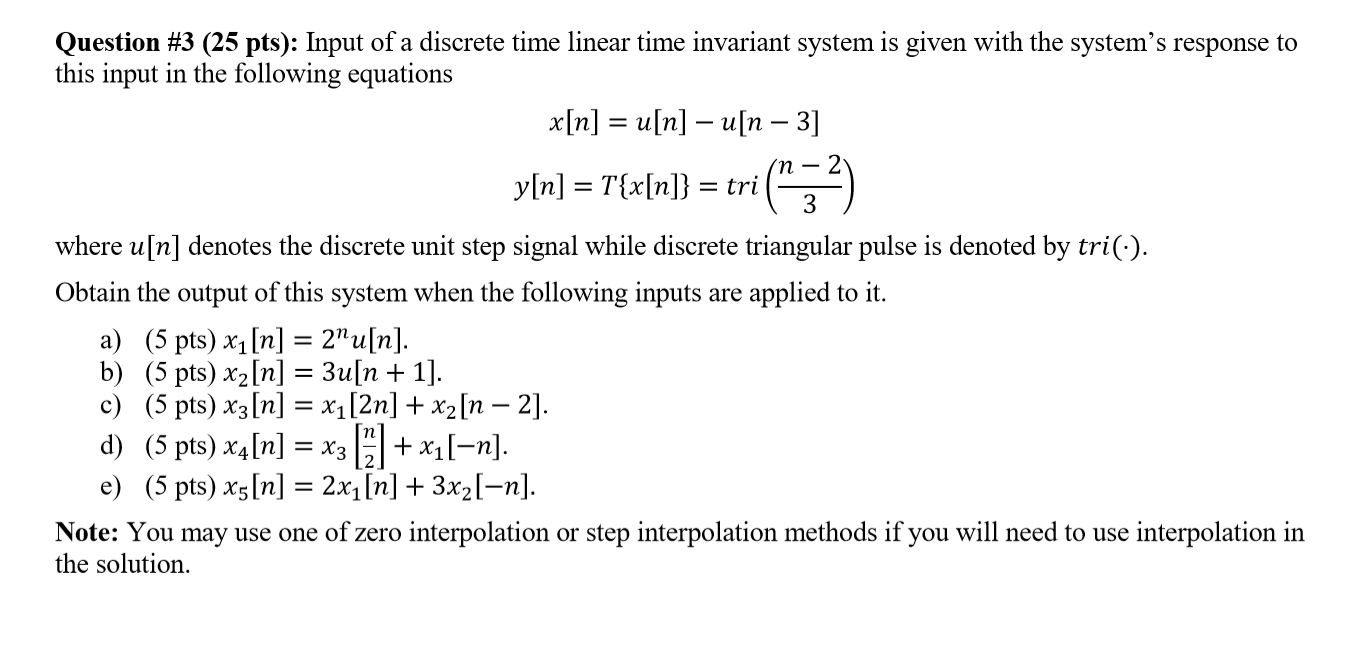 Solved Input of a discrete time linear time invariant system | Chegg.com
