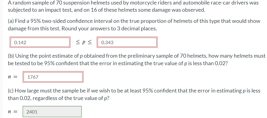 Solved A random sample of 70 suspension helmets used by | Chegg.com