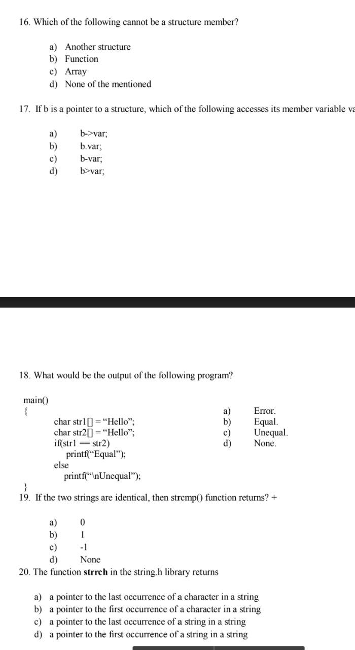Solved 1. What is the correct value returned to the | Chegg.com