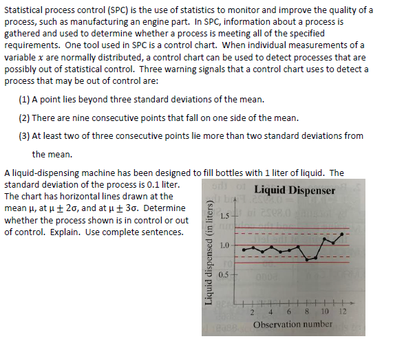 Solved Statistical process control (SPC) is the use of | Chegg.com
