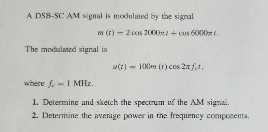 Solved Problem 3 3.18 The message signal m(t), whose | Chegg.com