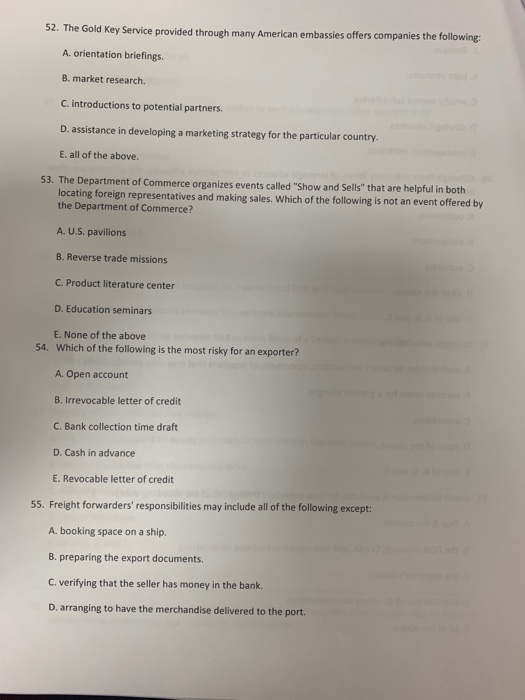 Solved 52. The Gold Key Service provided through many | Chegg.com