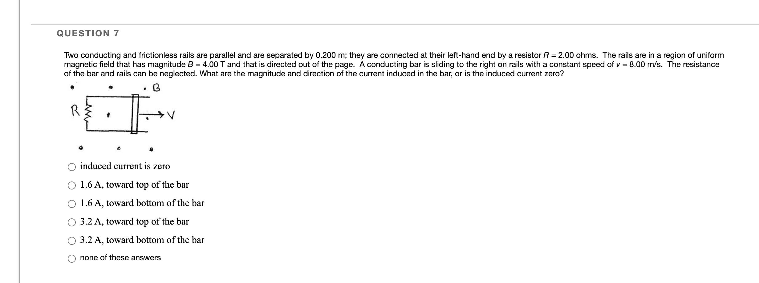 Solved QUESTION 7 Two conducting and frictionless rails are | Chegg.com