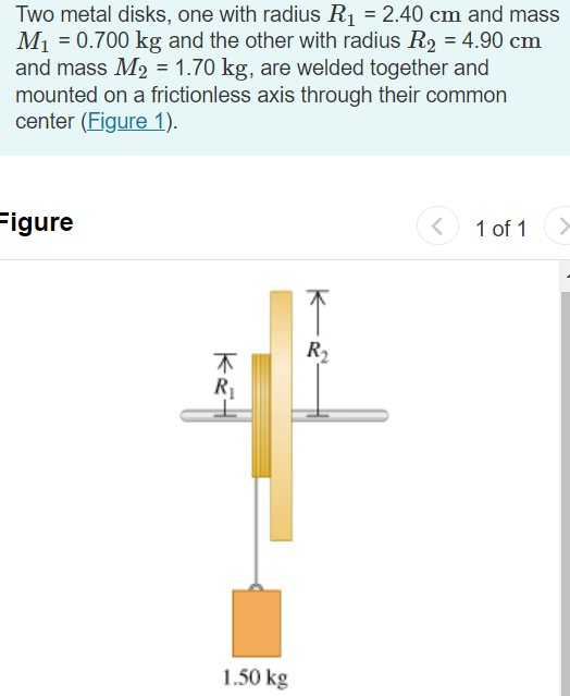 Solved Two metal disks, one with radius R1 = 2.40 cm and | Chegg.com