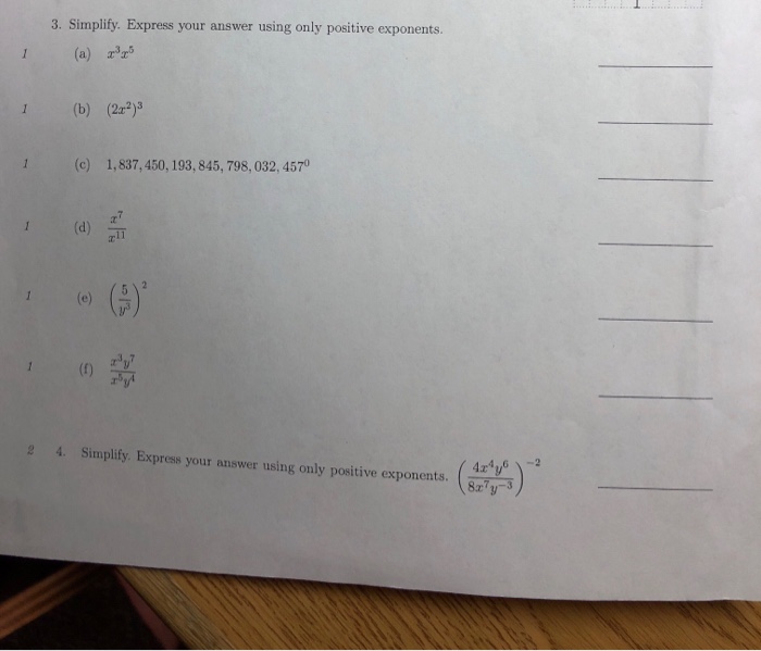 Solved 3. Simplify. Express your answer using only positive | Chegg.com
