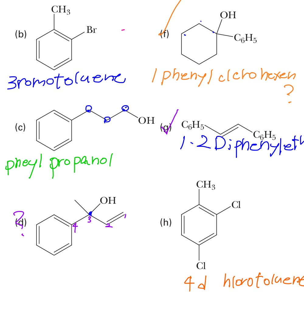 Solved 3romotoluene I phenyl clerobexen (c) pheyl propanol | Chegg.com