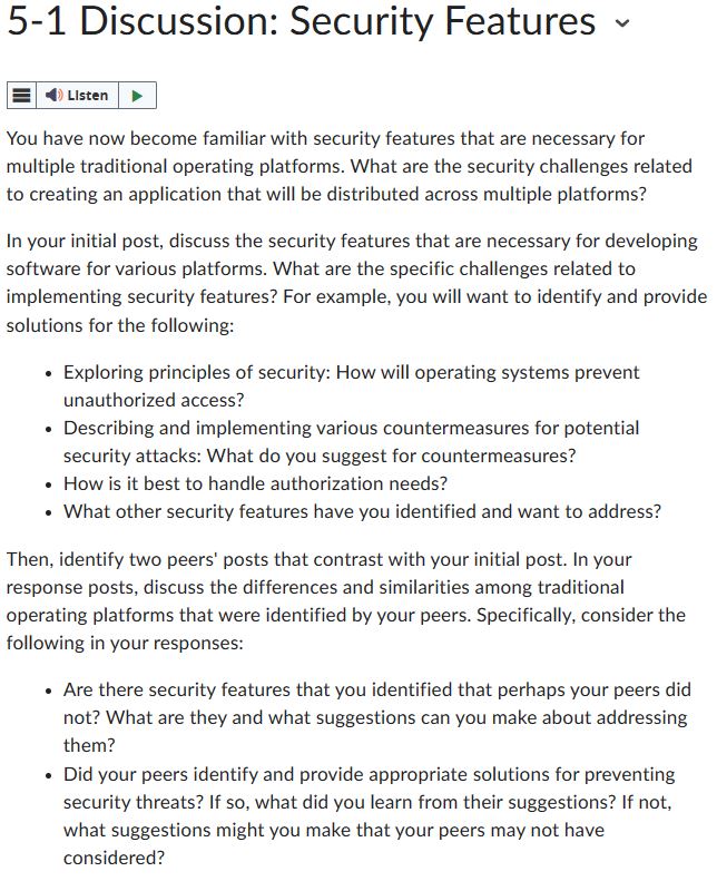 Solved 5-1 Discussion: Security Features You have now become | Chegg.com
